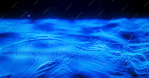 Premium Photo Abstract Blue Futuristic Landscape Of Particles And Dots Of Energetic Magic With