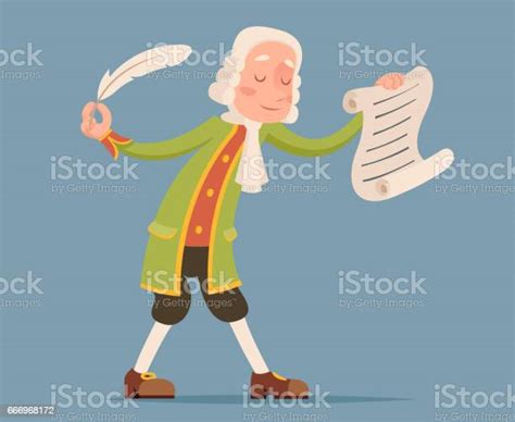 作家的抄寫員劇作家編年史家高尚的中世紀貴族吉祥物圖示卡通設計向量圖向量圖形及更多假髮圖片 假髮 中古時代 人的臉部 Istock