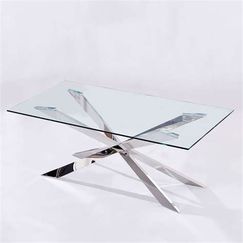 2000mm Minimalist Rectangle Tempered Glass Top Dining Table Homary Uk