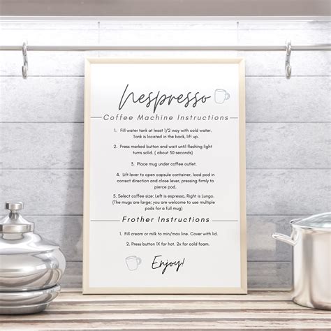 Nespresso Machine Instructions Template Short Term Rental Etsy