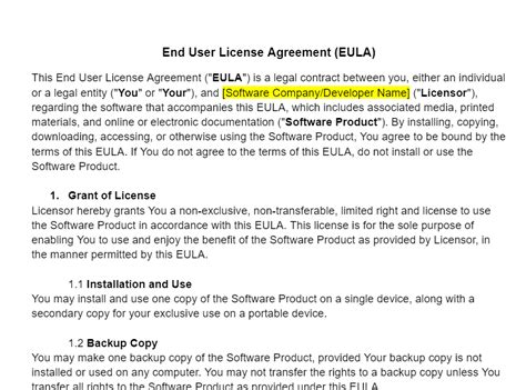 EULA Template End User License Agreement Freshdox