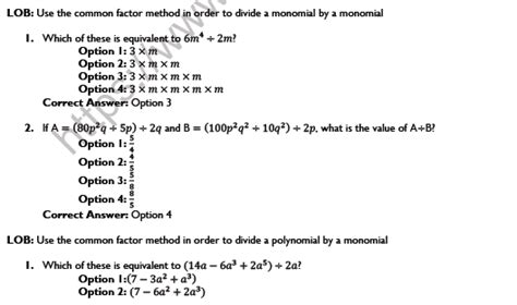 Cbse Class 8 Maths Factorisation Worksheet Set C