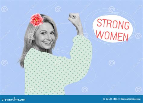 Collage Metaphor Illustration Of Smiling Attractive Woman Wear Shirt