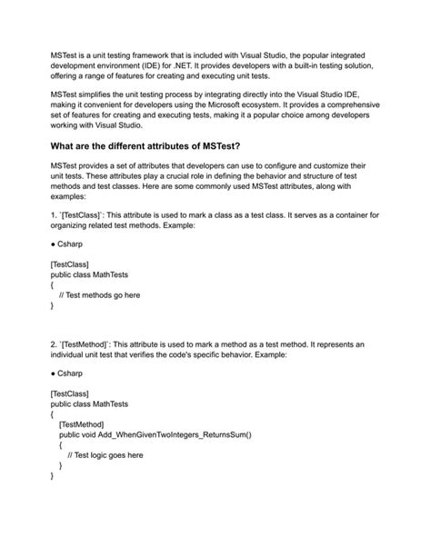 Nunit Vs XUnit Vs MSTest Differences Between These Unit Testing Frameworks Pdf