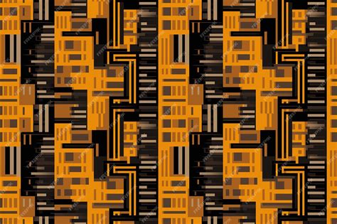 Seamless Geometric Pattern Of Rectangles In Orange And Black Colors Premium Ai Generated Image