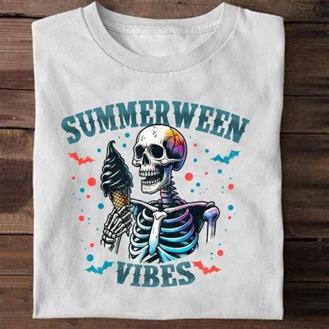 Halloween Summer Ween Vibes Skeleton Ice Cream Shirt Teepython