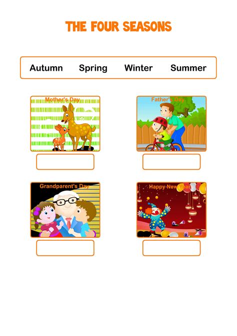 Времена года на английском языке скачать и распечатать упражнения —