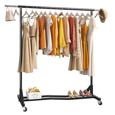 Rebrilliant Masen Metal Garment Rack Freestanding Clothes Hanging Rack Rolling Clothes Rack
