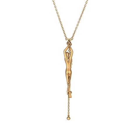 Carrera Y Carrera Nude Woman Necklace Estate Karat Yellow Gold Diamond Chain At StDibs