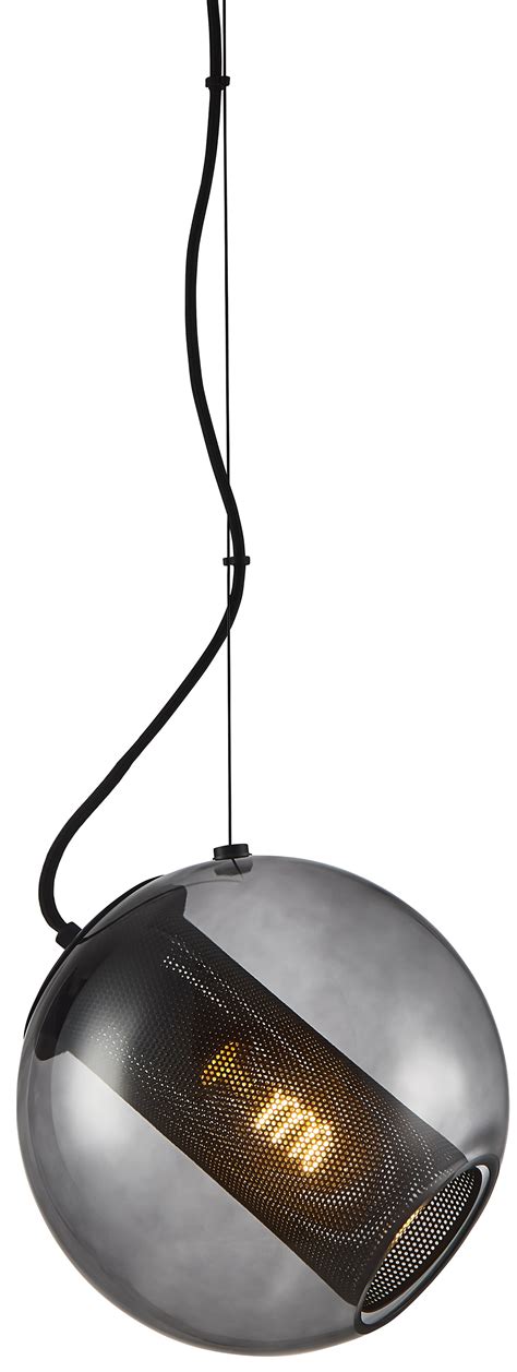 Lampa wisząca przydymiona szara z czarną podstawą szkło metal Ø25 cm halo743995 Halo Design