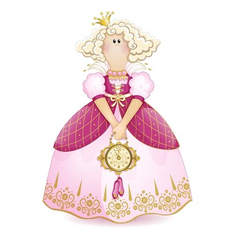 Trapo De Princesa En Un Vestido De Gala Con Un Bolso Con Forma De Reloj Vector Premium