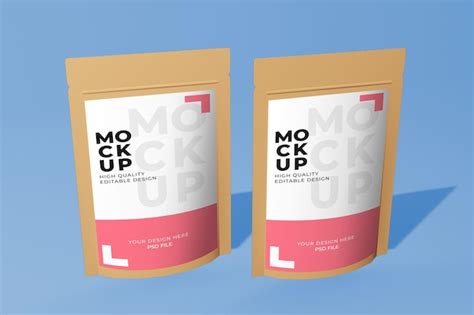 食品サプリメントコーヒーやその他のパッケージデザインのpsdパウチパッケージモックアップ プレミアムpsdファイル