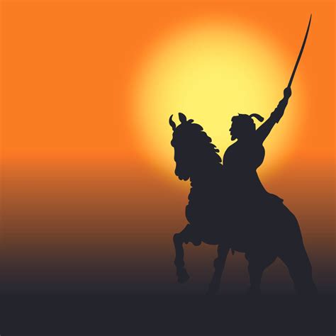 Chhatrapati Shivaji Maharaj Riding Horse And Holding Sword Silhouette