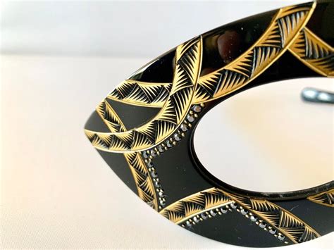 Vintage Dramatic French Black Gold And Marcasite Eyeglass Frames At