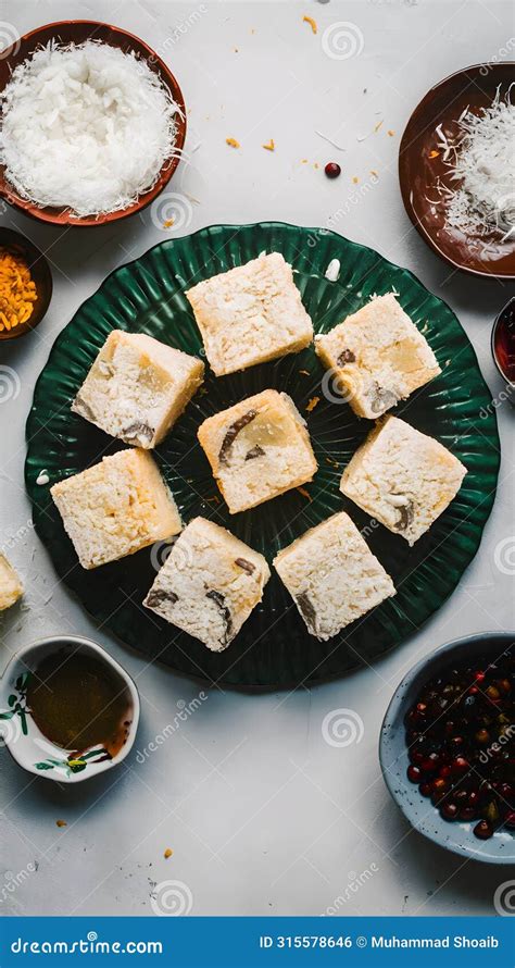 Coconut Burfi On White Background A Beloved Indian Sweet Stock Image