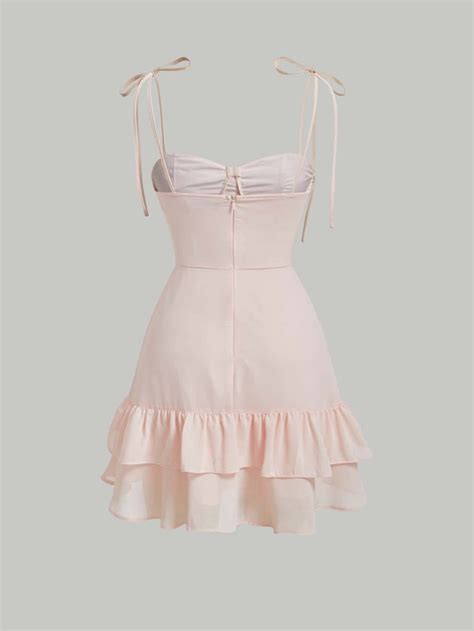 SHEIN MOD Vestido de tirantes de hombros con cordón ribete con fruncido