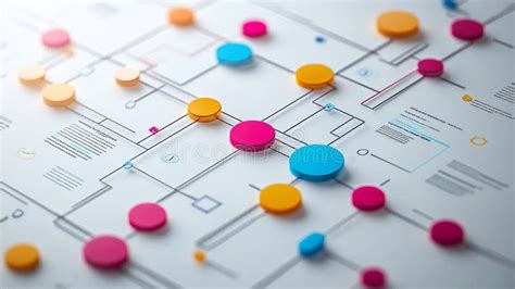 Colorful Network Diagram Data Flow Connections Teamwork Technology Business Process Strategy Ai