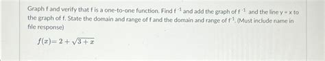 Solved Graph F ﻿and Verify That F ﻿is A One To One Function