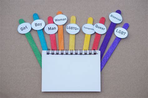DIY Colorful Sticks With Paper Words About Diversity Genders Blank Paper Stock Image Image