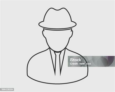 형사 라인 아이콘입니다 남자 머리 기호에서 기호 모자입니다 검은색에 대한 스톡 벡터 아트 및 기타 이미지 검은색 남자 농부 Istock