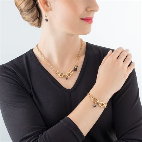 Bracelet Chunky Chain Gold Black Coeur De Lion Europe