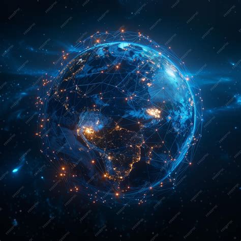 Planet Earth Glowing With Data Connections In Space Premium Ai Generated Image
