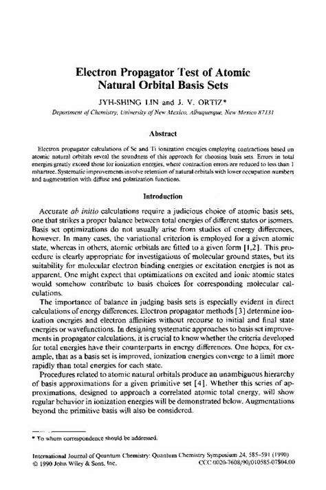 pdf electron propagator test of atomic natural orbital basis sets