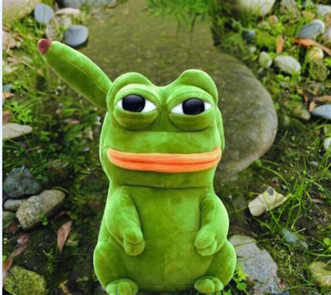 Kawaii Pikachu Cosplay Sad Frog Plush 23cm Pokémon Pikachu And Pepe The