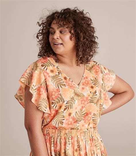 Curve Flutter Sleeve Blouse Target Australia