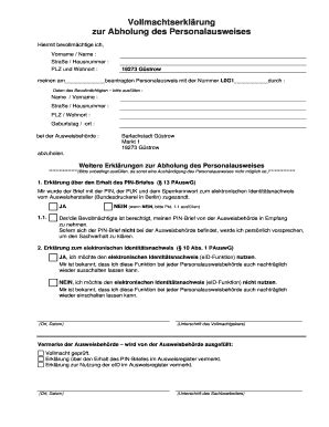 Ausfüllbar Online guestrow Vollmachtserkl rung zur Abholung des