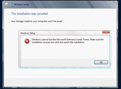 Windows Cannot Find The Microsoft Software License Terms Error While