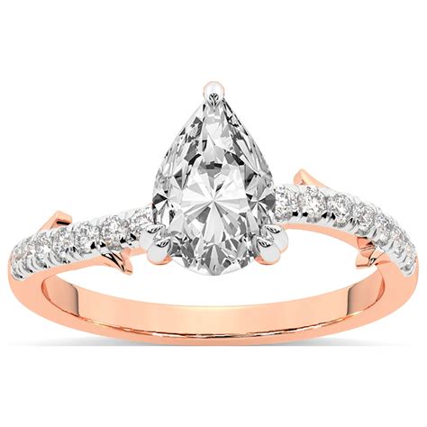 Pear Shape 2 Carat Igi Certified Lab Grown Diamond Ring 14k Rose Gold Phoebe Twigs Diamond