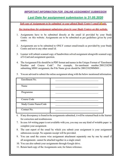 IGNOU RC Delhi 3 Online Assignment Submission Revised Guidelines