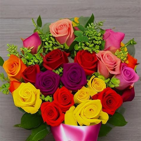 Premium Photo Multi Color Roses Generative Ai