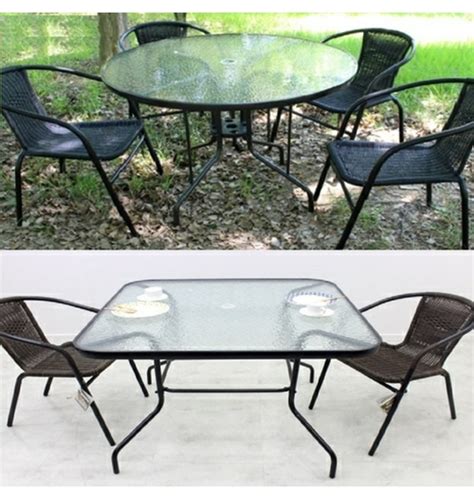 야외 유리 철제 테이블 크리스탈 테라스 정원 강화 원형 사각 카페 다이소 이케아 코스트코 티몬