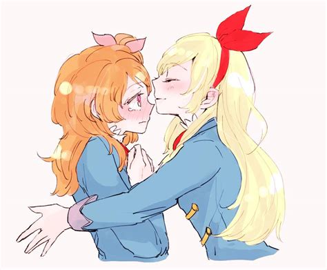 Rule 34 2girls Aikatsu Blonde Hair Brown Hair Clothed Female Female