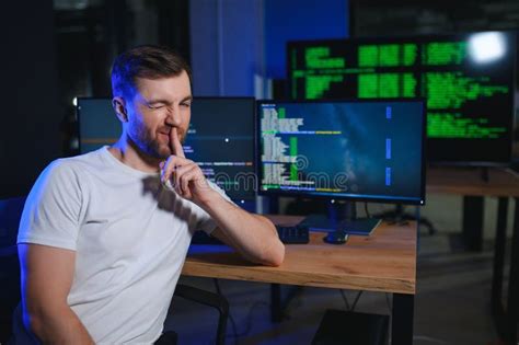 It Technician Person With Technology For Typing Code Future And Data