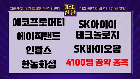 에코프로머티에이직랜드sk아이이테크놀로지인탑스한농화성sk바이오팜종목진단 이종복 전문가미스터진단 2부 Youtube