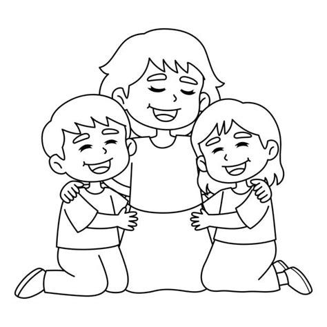 140 De Niños Los Padres Y Libro Para Colorear Ilustraciones De Stock