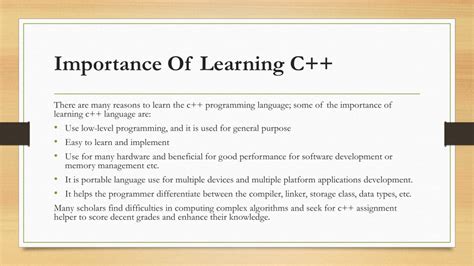 ppt importance of learning c programming language powerpoint