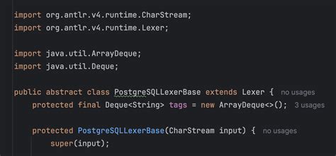 Antlr Postgresqlparserjava Not Getting Identified In The Postgresqlparserbasejava Inspite Of