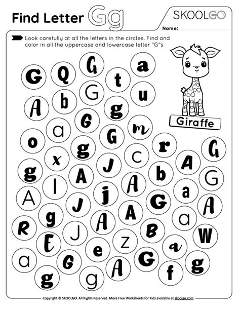 Find Letter G Worksheet Skoolgo