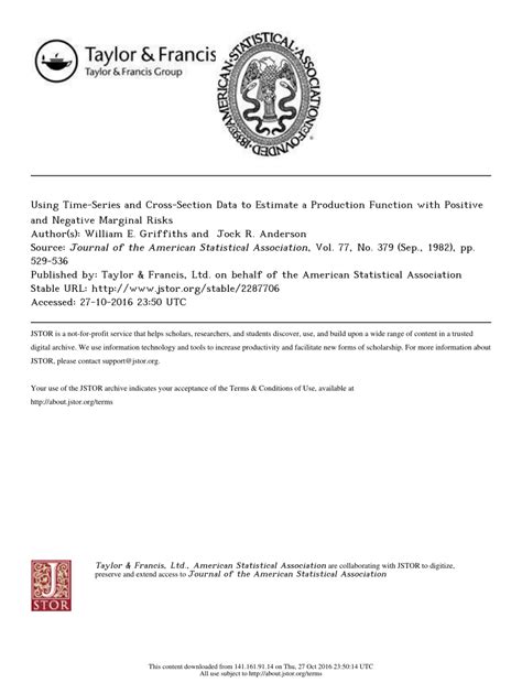Pdf Using Time Series And Cross Section Data To Estimate A Production