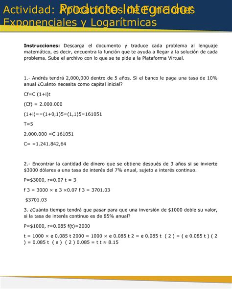 Aplicacion Funciones Exponenciales Logaritmicas Instrucciones
