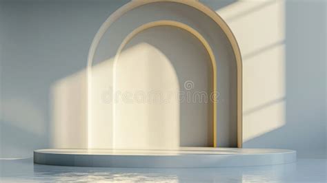 Elegant Minimalist Interior Featuring Curved Arches And Soft Lighting Stock Illustration