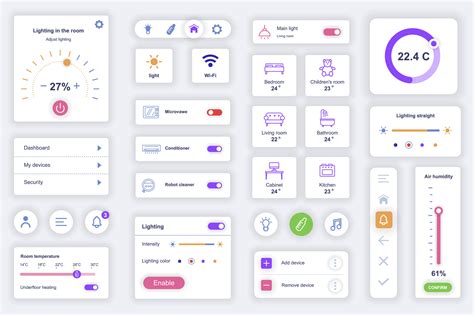 User Interface Elements Set For Smart Home Mobile App Kit Template