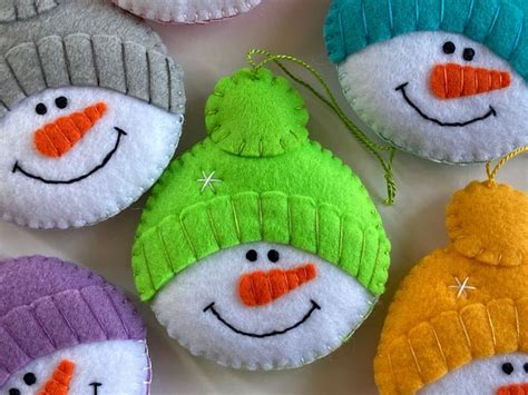 Felt Pattern Snowman Face Ornament Snowman Head Christmas Decorations
