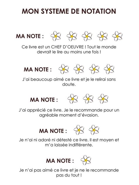 Mon Système De Notation A L Ombre Du Frangipanier