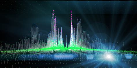 검은색에 조명 효과가 있는 선과 색상 점의 추상적인 배경 그래프 가상 공간에서의 인터레이스먼트 기술 데이터 개념 빅 데이터 비즈니스 과학 및 기술 데이터 분석을 위한