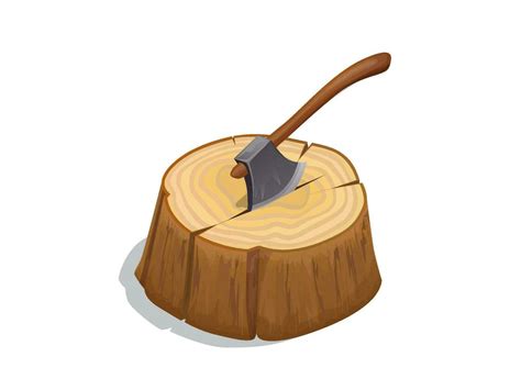 Wooden Tree Stump With Axe 33538731 Vector Art At Vecteezy